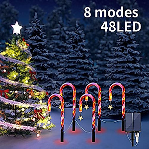 Christmas Candy Cane Lights,8 Pcs Solar Lights Christmas Decoration Lawn Candy Cane Lights， Solar Powered Garden Lights， Home Led for Outdoor Garden Lighting