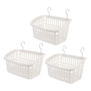 Zerodeko 3Pcs Plastic Hanging Shower Baskets, Waterproof Shower Caddy with Hooks, Storage Hanger Baskets Bathroom Sundries Holders Kitchen Cabinet Organizer Basket