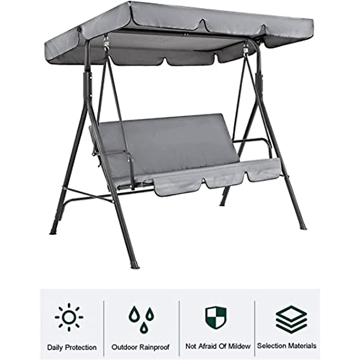 210D Oxford Cloth Swing Canopy Cover,Universal Garden Swing Seat Canopy Replacement,Waterproof Sunshade Replacement Canopy Cover for Garden Swing Hammock Outdoor