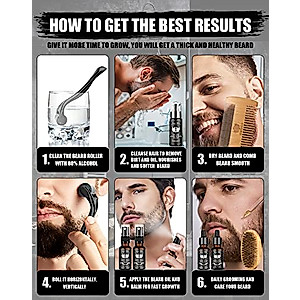 Beard Growth Kit, Beard Kit with Beard Roller, 2 Pack Beard Growth Oil & Growth Serum Spray, Beard Growth Wash, Beard Brush,Beard Comb, Stocking Stuffers Fathers Gifts for Men Dad Boyfriend