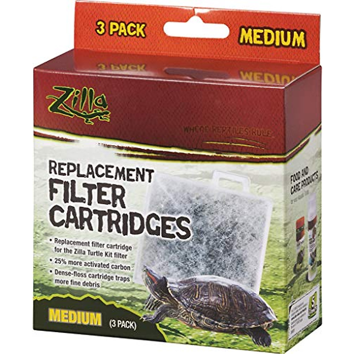 Zilla (4 Pack) Basking Platform Replacement Filter Cartridges for Aquarium (3 Filters Per Pack)