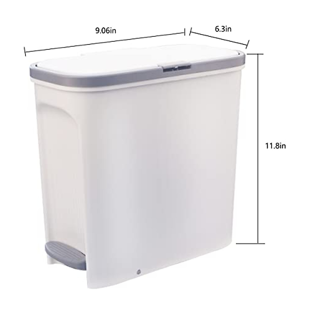 Feisco Small Trash Can with Lid,4 Gallon Trash Can with Foot Pedal and Press Type Lid,Small Bathroom Trash Can Wastebasket Garbage Container Bin for Bathroom Bedroom Kitchen Office (1, White)
