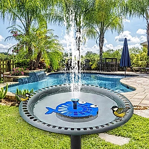 LUKEO Floating Solar Fountain Garden Waterfall Fountain Pool Pond Bird Bath Solar Panel Powered Fountain Water Pump
