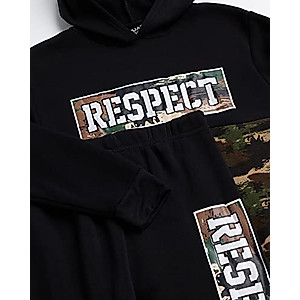 Quad Seven Boys' Fleece Jogger Set - 4-Piece Athletic Pullover Fleece Hoodie Sweatshirt and Jogger Sweatpants (Size: 4-16), Size 8, Camo Respect