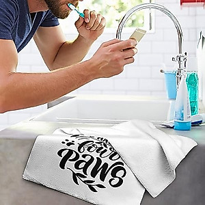 DEVONWIDE Love Has Four Paws Kitchen Towels 14" x 29", Funny Pet Quote Sayings Dish Towels Absorbent Drying Cloth Decorative White Hand Towel Gift for Dog Cat Pet Lovers Dinning Home Bathroom Decor