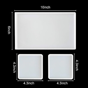 Large Silicone Resin Tray Molds,3PCS Agate Geode Coaster Resin Molds,Include Square Mold,Rectangle Mold,Silicone Mold for Making Coaster,Trays,Cup Mats,Home Decoration