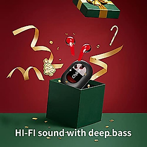 Chiline Wireless Bluetooth Earbuds 5.1 in-Ear Light-Weight Earphones Built-in Microphone,IPX5 Waterproof Headphones,True Noise Cancelling Wireless Earbuds,Black & Red for Gift
