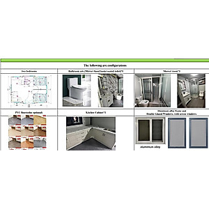 13X20 feet, 20X40 feet Prefabricated Portable House with Glass Doors and Windows for Camping, Outdoor Living, Office, Villa, Guard House, Hotel, Shop Warehouse, Workshop, Luxury House