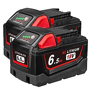 GROWFEAT 2Pack 6500mAh Replacement Battery for Milwaukee M-18 Battery