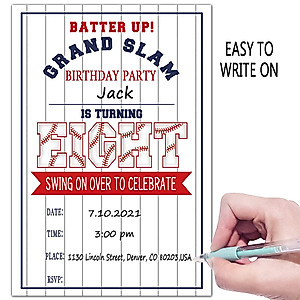 ukebobo 8th Birthday Party Invitations with Envelopes – Batter Up Baseball Party Invitations, Baseball Party Decorations– 20 Cards With Envelopes（bq-08）
