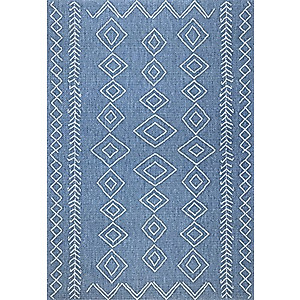 nuLOOM Sierra Moroccan Diamond Outdoor Area Rug, 5' 3" x 7' 6", Blue