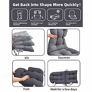 VOQNIS Indoor Outdoor Adirondack Chair Cushion, Patio Rocking Chairs Cushions, Waterproof Sun Protection (Grey)