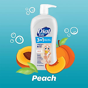 Dial Kids 3-in-1 Body+Hair+Bubble Bath, Peach, 32 fl oz