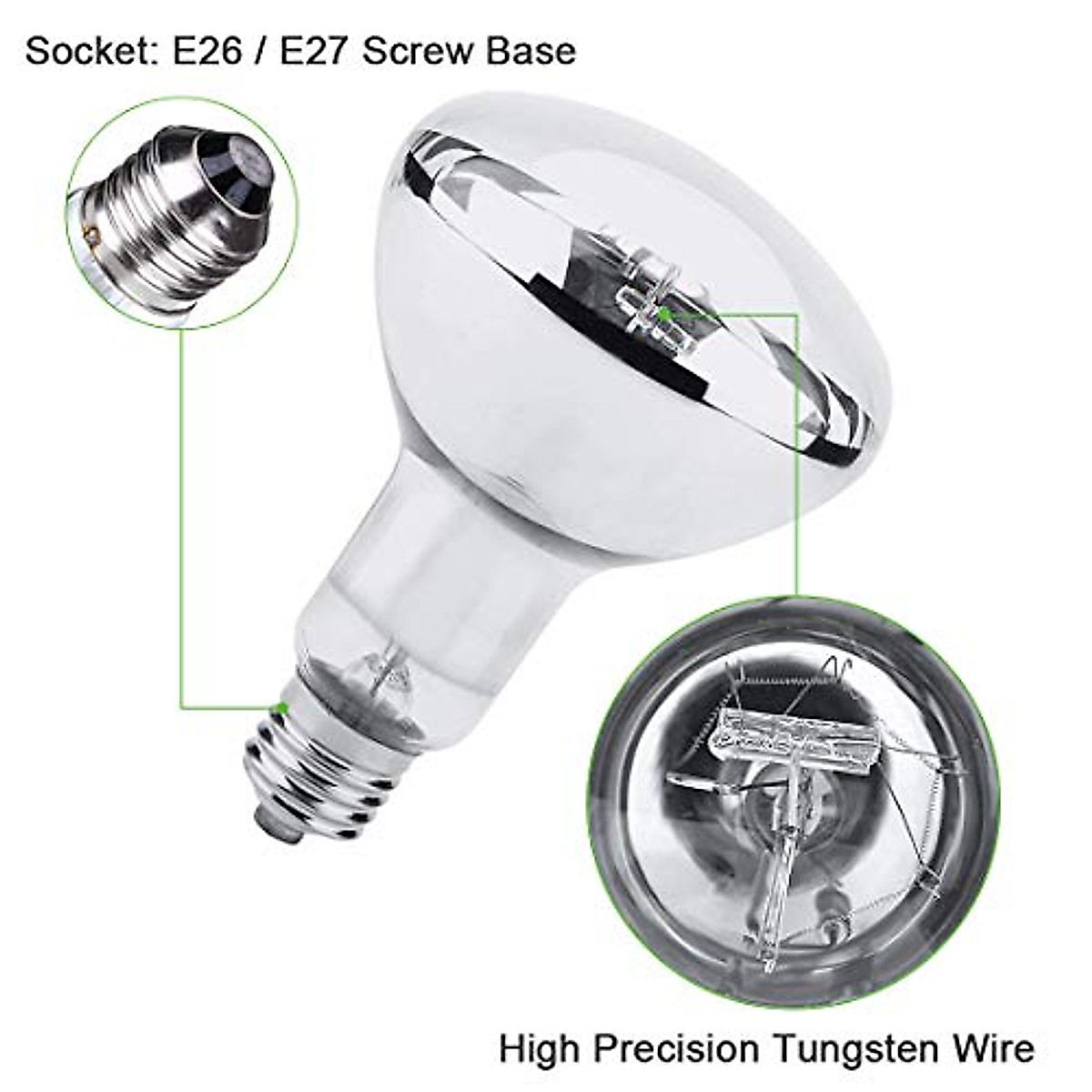 125W Reptile Heat Lamp Bulb, MIXJOY High Intensity Self-Ballasted UVA UVB Light Bulb, Full Spectrum Sun Light for Reptile and Amphibian Use