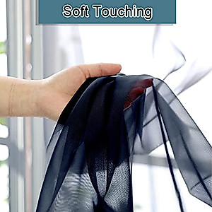 Lecloud Window Treatment Sheer Curtains 120 Inches Long, Basic Rod Pocket Drapes for Living Room Bedroom, Semi Sheer Voile Curtain Panels for Yard Patio Villa Parlor Backdrop, 40" Wx120 L, Navy Blue