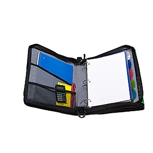 Case-it The Z Shape Zipper Binder - Two Binders in One - Double Sided 1.5 Inch D-Ring - Multiple Pockets - 500 Page Capacity - Comes with Shoulder Strap, Blue Z-176