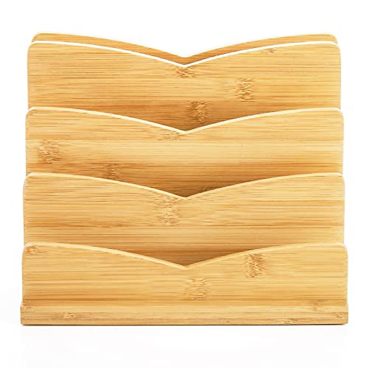 TOPZEA Mail Organizer Countertop, Bamboo Desk File Organizer Desktop File Holder 4 Slots Vertical Mail Sorter Holder file Rack Stand Letter Sorter Wood Desk Organizer for Envelope Document File Folder