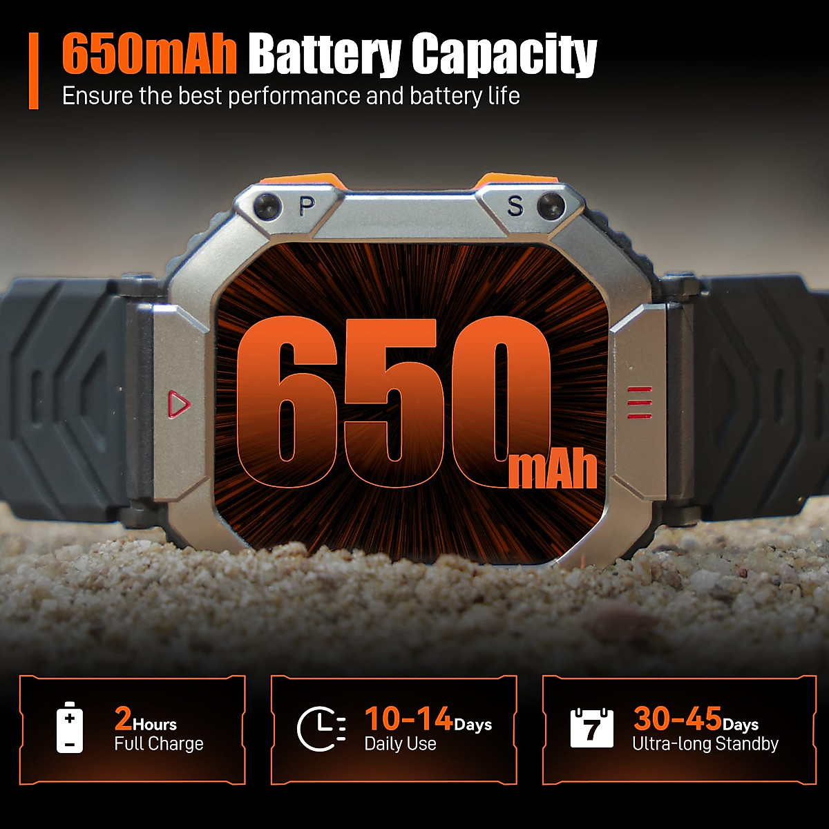 Military Smart Watch for Men 2.0" HD with Elevation Barometer Compass Fitness Tracker with IP68 Waterproof Heart Rate Sleep Monitor 650 mAh Outdoor Rugged Tactical Sports Smartwatch for iOS Android