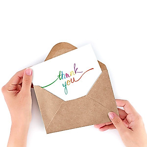Ohuhu 144 Bulk Thank You Cards with Envelopes, Thank You Notes Box Set with Elegant 8 Rainbow Colorful Designs Greeting Card for Wedding, Business, Birthday, Baby Shower, Blank Inside, 4 x 6 Inch