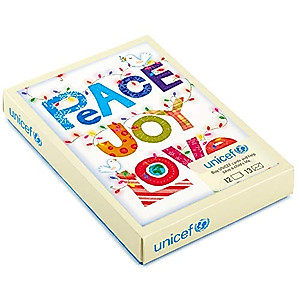 Hallmark UNICEF Boxed Christmas Cards, Peace Joy Love Lettering (12 Cards and 13 Envelopes) (1XPX2015)