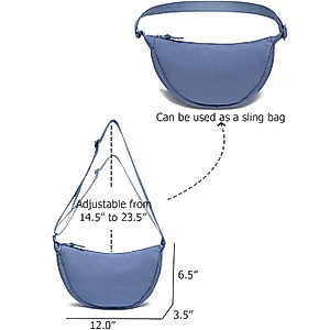 YIKOEE Crescent Bag for Women Men Small Sling Crossbody Bag with Half Moon Shape (Blue)