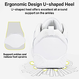 CADIDL Cheer Shoes Girls Cheerleading Dance Shoes Flats Walking Sneakers White 1 (M) US