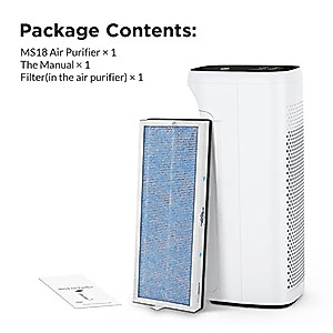 MS18 Air Purifiers for Home Large Room Up to 825 Sq Ft, Air Cleaner with H13 True HEPA Filter and Washable Pre-Filter, Remove 99.97% of Allergies, Smoke, Dust, Mold, Pets Dander, Pollen for Bedroom Office Living Room by Membrane Solutions