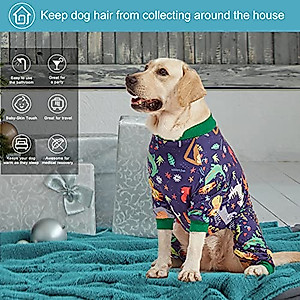 LovinPet Giant Dog Outfits, Anti Licking, Dog Wound Care/Surgery Recovery Clothes, Lightweight Stretch Jersey Knit, Animal Kingdom Blue Print, Large Breed Dog Clothes, Pet PJ's /3XL