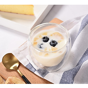 SAPHALTON Double Wall Glass Coffee Mugs without Handle, 2.5 oz /8.5 oz /11.8oz Tea Cups, Clear Glass Drinkware for Espresso，Cappuccino, Latte，Hot Beverages (2.5 OZ)