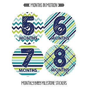 Monthly Stickers for Boy 12 Milestone Sticker Baby Month Infant First Year Belly Gift