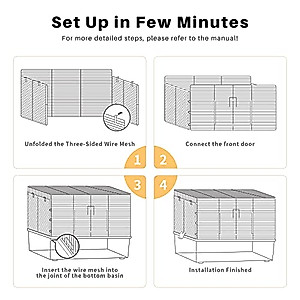 BUCATSTATE Hamster Cage 3-Level with Accessories, Includes Free Exercise Wheel, Water Bottle, Food Bowl & Hamster Hideout, Large Hamster Cage for Dwarf Hamster, Mice, Degus (24.4" L*13.7 "W*16.9" H)