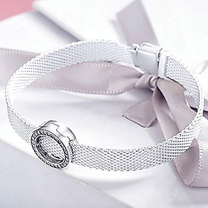 MEETCCY Fashion Jewelry 925 Sterling Silver Reflexions Bracelet for Women Mesh Bracelet Clip Beads & Safe Chain.Birthday for Friends Mothers Wife and Daughters