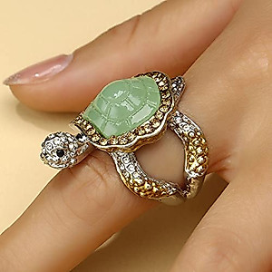 OIDIMS Cute Turtle Rings Cubic Zirconia Statement for Women Men Personalized Animal CZ Crystal Knuckle Middle Finger Band Fashion Jewelry Gifts Birthday Bff Christmas (7)