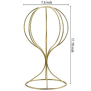 MyGift Modern Brass Electroplated Metal Hat Holder Stand, Decorative Tabletop Wig and Hat Display Stand, Set of 2 - Handcrafted in India