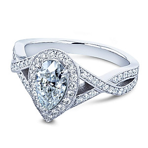 Kobelli Pear Moissanite Halo Crossover Engagement Ring 1 1/3 CTW 14k White Gold (DEF/VS, GH/I), 11