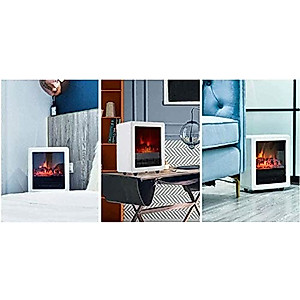 Trnni Electric Fireplace is Used for Portable Heater Electric Fireplace Stove Heater 2000W with Adjustable Thermostat Control & Fire Flame Effect (Color : White)