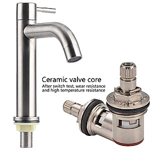 G1/2 Brushed Faucet, Stainless Steel Single Cold Faucet Wash Basin Water Tap Wrench Type Bathroom Faucet for Home Kitchen Bathroom Accessory (Cylinder Single Cold Faucet)