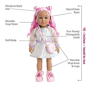 ADORA Amazon Exclusive Amazing Girls Collection, 18” Realistic Doll with Changeable Outfit and Movable Soft Body, Birthday Gift for Kids and Toddlers Ages 6+ - Amazing Girl Star