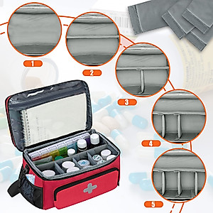 GDNasist Medicine Storage Bag, Pill Bottle Organizer for Emergency, Medicine Box Empty with Small Portable Pouch, First Aid Box for Travel and Home Storage