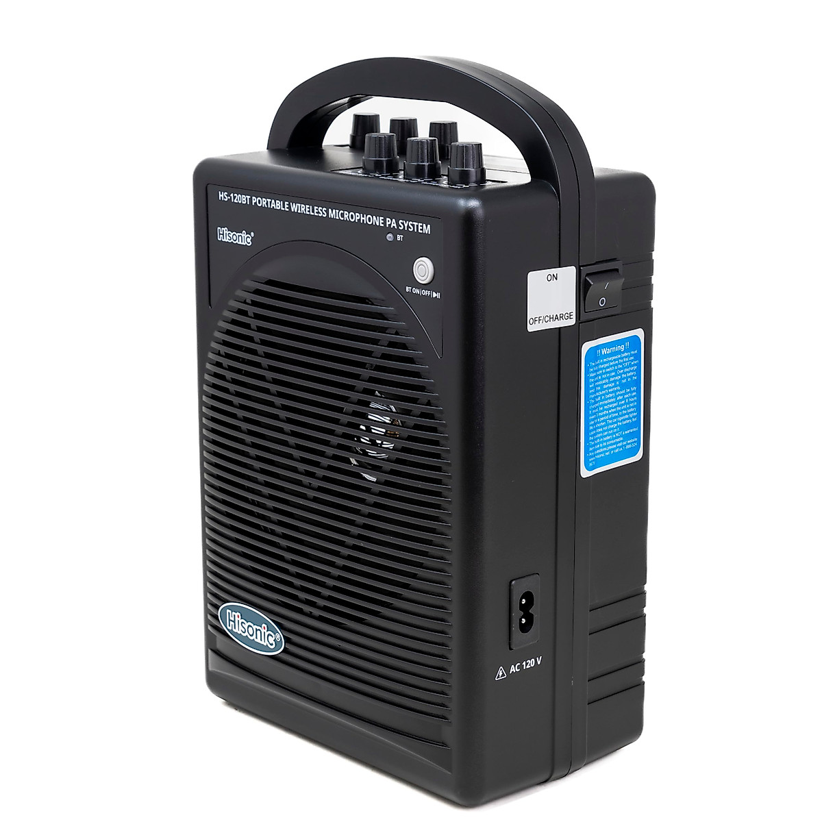 HISONIC HS120BT HL Portable PA System with Wireless Microphones and Lithium Rechargeable Battery and Car Cable Bluetooth Connected with Cell Phones and Pads Black
