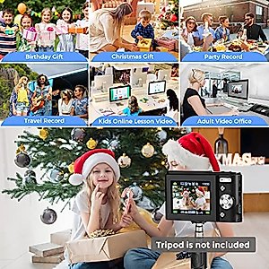 Digital Camera, RUAHETIL Autofocus FHD 1080P 36MP Vlogging Camera for Kids, 16X Zoom 2 Charging Modes Kids Compact Camera Point and Shoot Camera for Kids Teens Students（Dark）