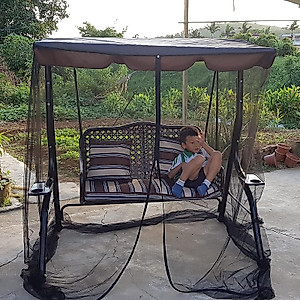 Patio Swing Mosquito Netting, Mosquito Mesh Screen, Outdoor Rectangle with Zipper Opening and roof Waterproof Tent(3 Seater 125x185x205cm)