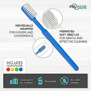 PRUVADE 144 Pack Disposable Toothbrushes with Toothpaste, Built In - Prepasted Toothbrushes Individually Wrapped |Single Use Waterless Tooth Brush with Soft Bristles for Airbnb, Hotel, Camping, Travel