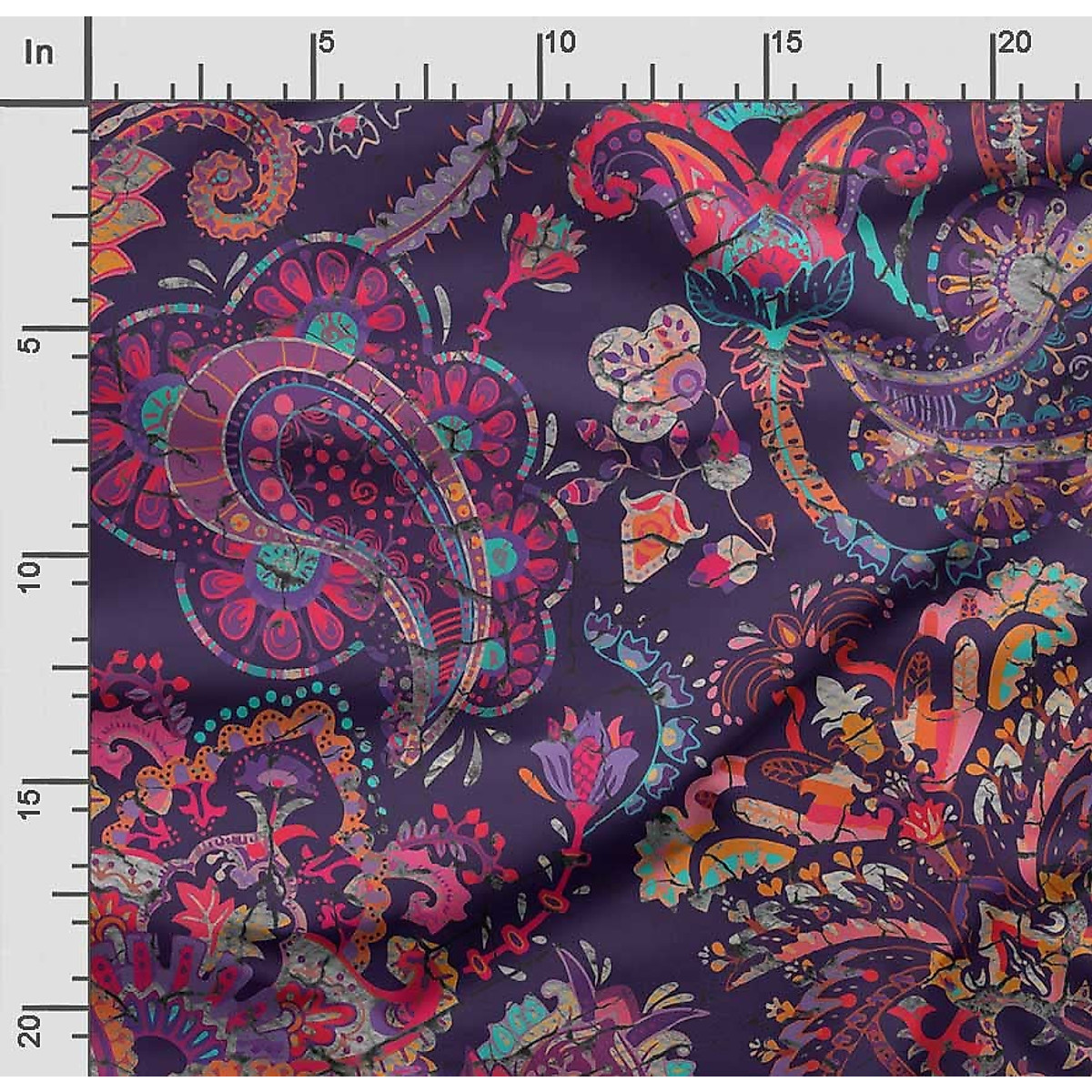 Soimoi Asian Paisley Print, Cotton Cambric, Quilting Fabric Sold by The Yard 42 Inch Wide, Medium Weight Cotton Fabric, Sewing Supplies,Purple