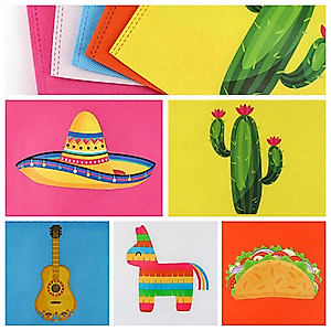 20 Pcs Fiesta Cinco de Mayo Goodie Treat Bags, Fiesta Treat Candy Goodie Gift Nonwoven Bags Reusable for Fiesta Themed Baby Shower Bachelorette Party Favor Mexican Theme Party Decorations, 8 by 8