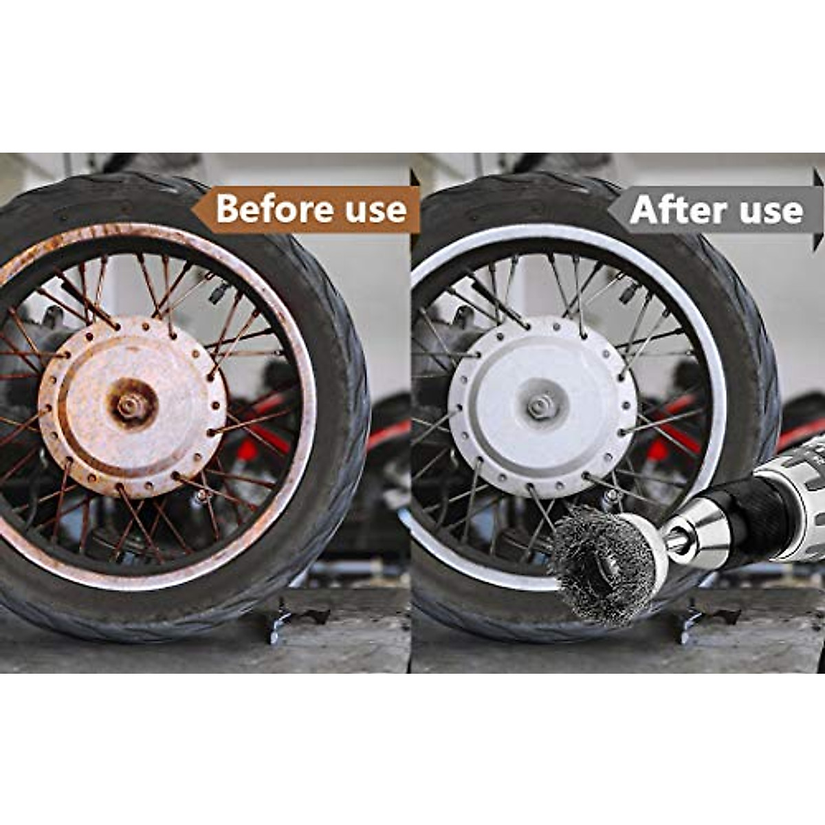 6 Pcs Wire Wheel Cup Brush Set,1/4In Round Shank Wire Brush for Drill Attachment, for Cleaning Rust, Stripping and Abrasive