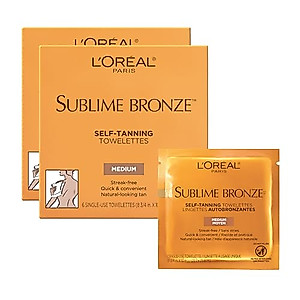 L'Oreal Paris Sublime Bronze Self Tanning Towelettes, Streak-Free, Natural Looking Tan, 6 ct