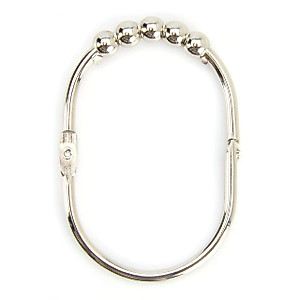 2 Lb. Depot Wide Shower Curtain Rings - Set of 12 Easy Glide Rollers with Polished Nickel Finish - Stainless Steel Shower Hooks for Straight and Curved Rods - Decorative and Durable for Any Bathroom