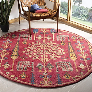 SAFAVIEH Heritage Collection Area Rug - 9' x 12', Red & Multi, Handmade Traditional Oriental Wool, Ideal for High Traffic Areas in Living Room, Bedroom (HG418Q)