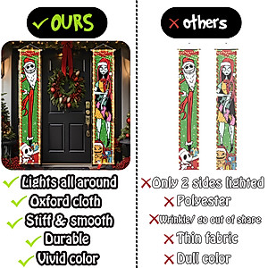 Jack Sally Lighted Banners Porch Signs Christmas Decor Christmas Nightmare Banner Christmas Decorations Before Outdoor Party Home